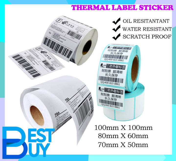 1 ROLL Thermal Label Sticker (for barcode, waybill, milktea) | Lazada PH