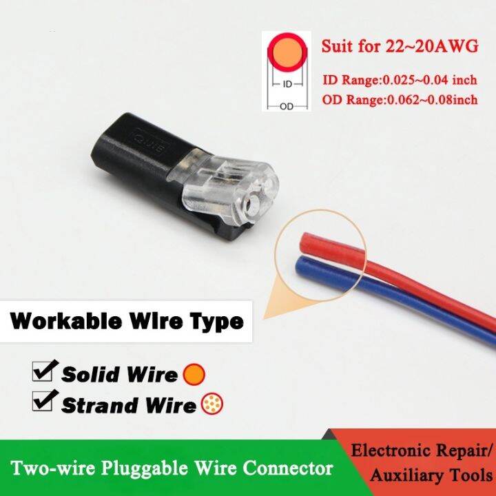 10pcs 2pin Pluggable Wire Connector Quick Splice Electrical Cable Crimp Terminals for Wires ...