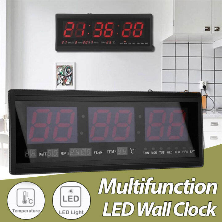 20 Inches Digital Wall Calendar and Wall Clock LED Electronic Wall ...