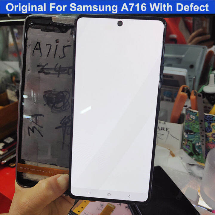 ข้อบกพร่องเดิมจอแอลซีดีสำหรับซัมซุง A71จอสำรอง5G สำหรับ Samsung Galaxy A71 A716 LCD 5G A716U จอ ...