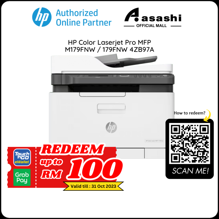 HP Color Laserjet Pro MFP M179FNW / 179FNW Printer 4ZB97A Print/Scan ...