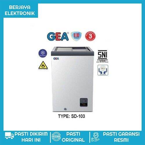 Gea Sliding Flat Glass Freezer SD103 / Chest Freezer Gea SD 103 | Lazada Indonesia