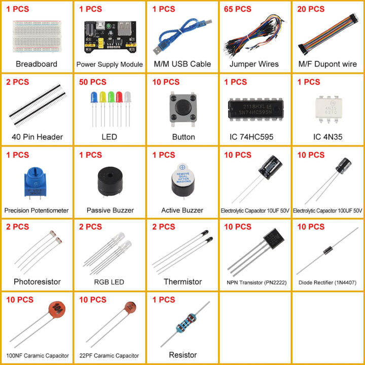 Electronics Component Fun Kit Power Supply Module Jumper Wire 830 Pin Breadboard Precision