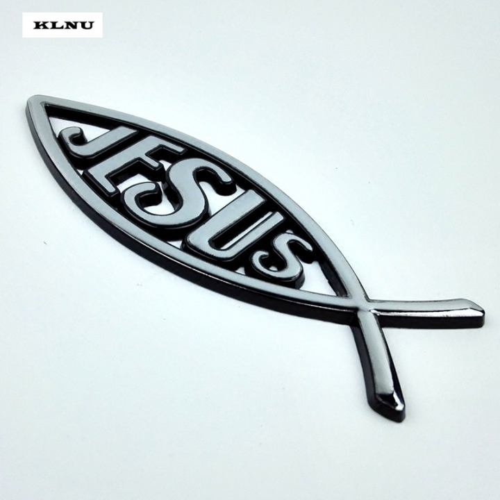 KLNU 1X Metal Jesus Fish Logo Car Body Emblem Badge Sticker Decal ...