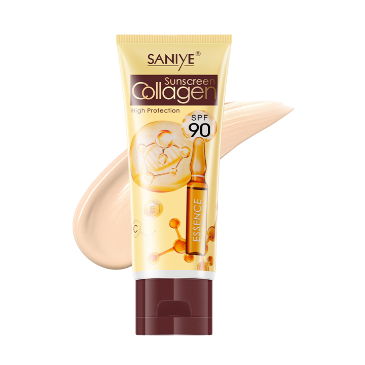 ORIGINAL SANIYE Sunscreen Collagen SPF90+ PA+++ Sunblock Face Cream Whitening And High Sun ...
