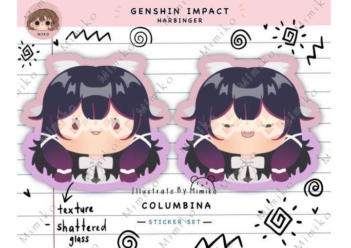 Genshin Impact Columbina Sticker Cute Die Sticker Fatui Harbinger ...