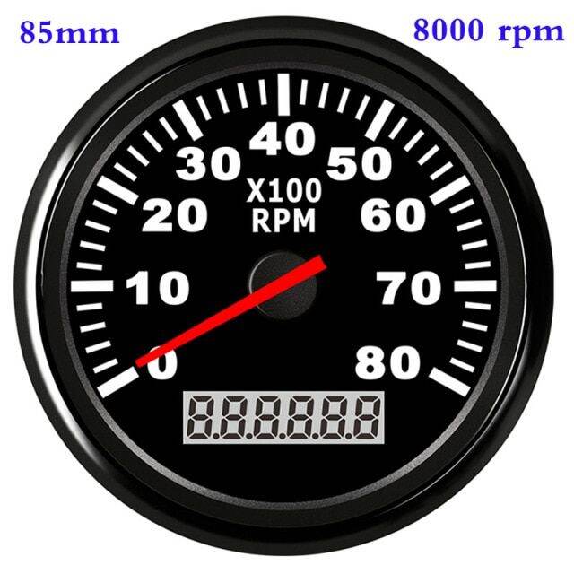 85mm Tachometer 3000 4000 6000 8000 RPM Tacho Meter For Car Marine Boat ...