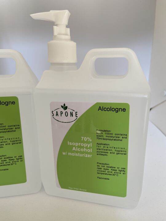 1L Alcologne with 70% isoproply alcohol, scent and moisturizer in pump ...