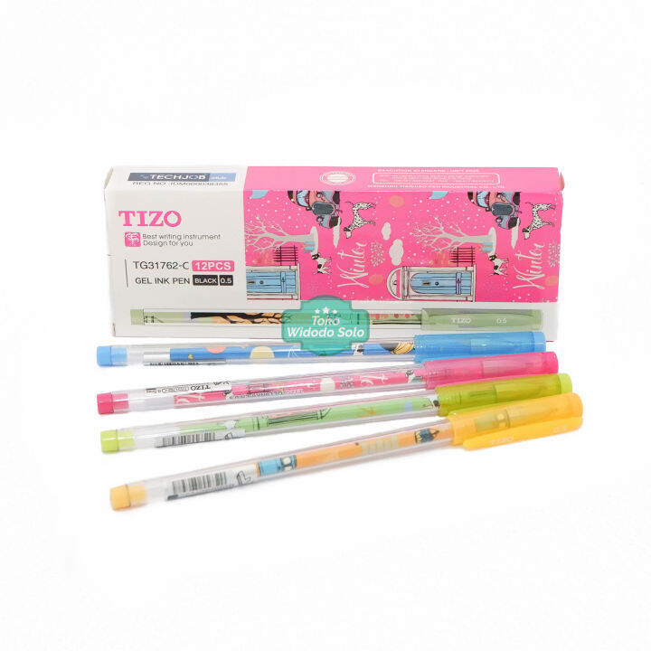 Pulpen Tizo 0,5mm Hitam Bolpoin Ballpoint Gel Pen - 1 Pack Isi 12 Buah ...