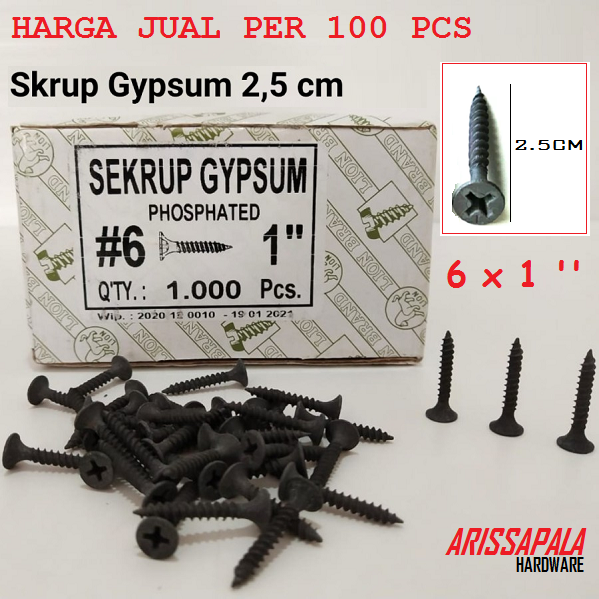 Skrup Gipsum Sekrup Gypsum Skrup Kayu Baut Gipsum 6x1 inch 2.5cm isi ...