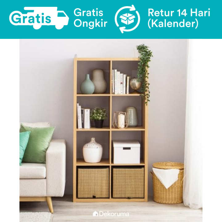 Dekoruma Moku Lemari Rak Buku Serbaguna 4 Susun [2x4] atau Lemari ...
