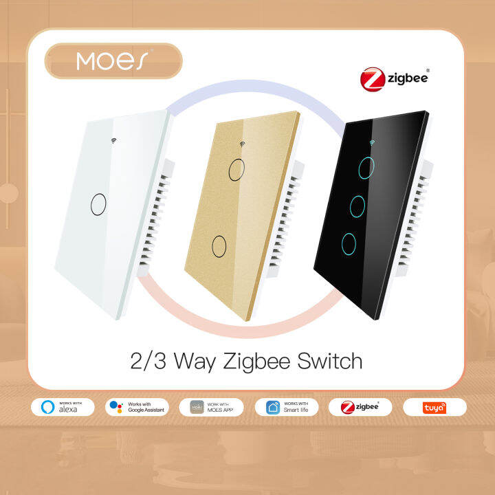 MOES ZigBee Wall Touch Smart Light Switch With Neutral/No Neutral ,No ...