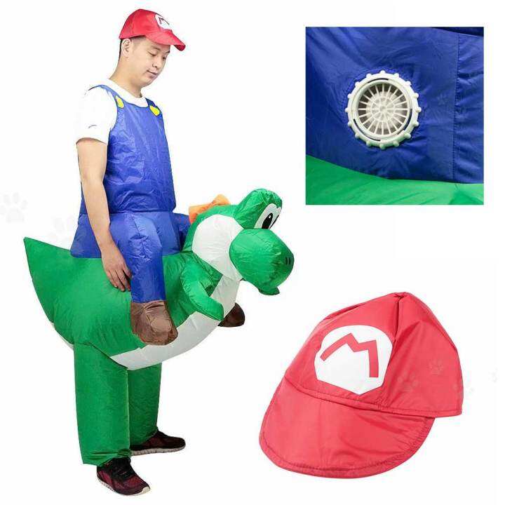 Inflatable Mario Riding Yoshi Costume For Adult Super Mario Fancy Dress Cosplay Lazada Ph
