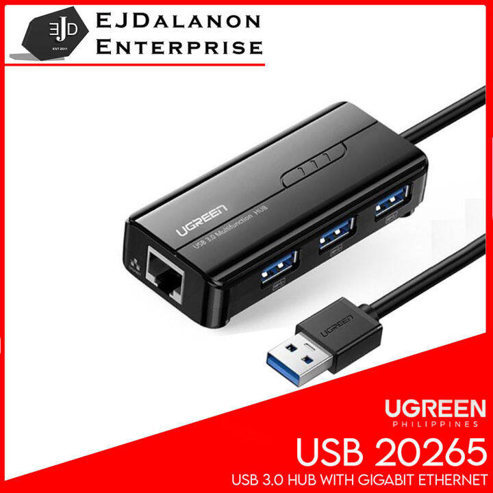 UGREEN USB 3.0 to 3*USB 3.0 + 10/100/1000 Mbps Network Adapter Black ...