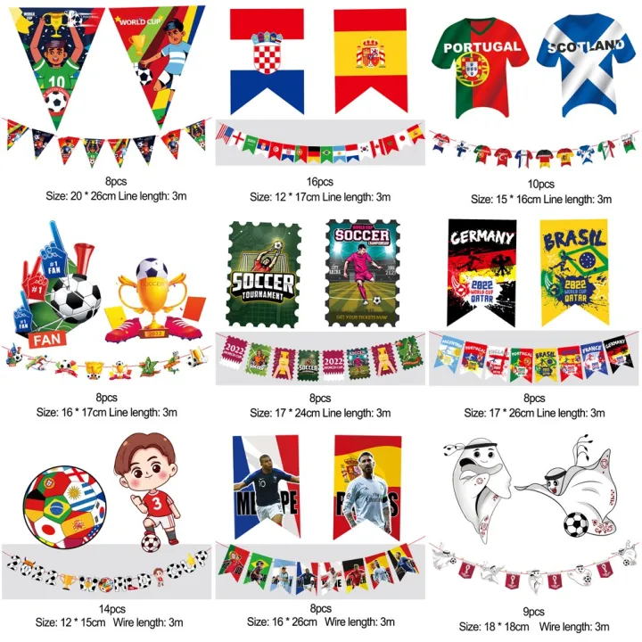 2022 Qatar World Cup Team Flags Football Banner Bunting Bar Decoration ...