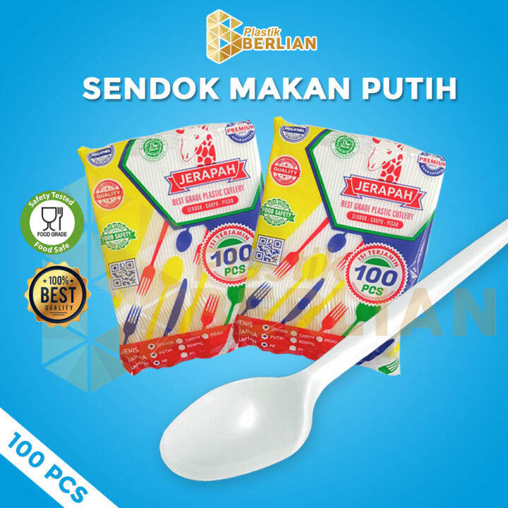 Sendok Plastik Putih Sendok Makan Dessert Transparan - isi 100 | Lazada ...