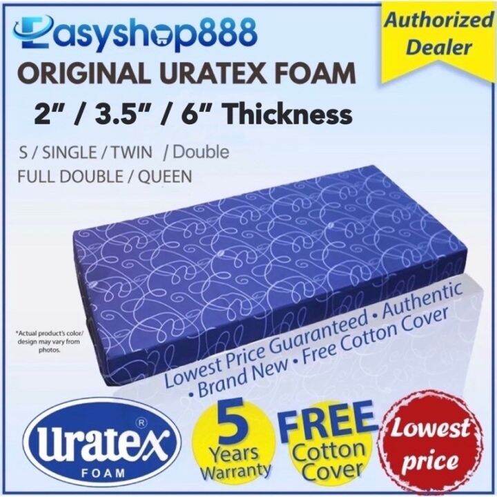 Uratex Straight Foam with Cover 2”/ 3.5”/ 6” inches thick 100% ORIGINAL ...