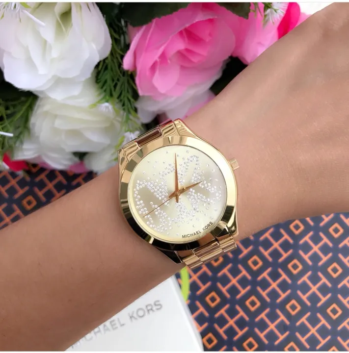 Authentic Michael Kors Slim Runway Gold Dial Women's Watch MK3590 ...