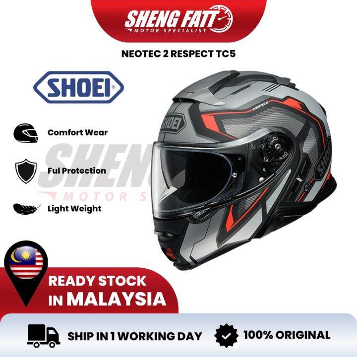 SHOEI Neotec 2 Respect TC5 Helmet Motor Visor Topi Keledar Full Face ...