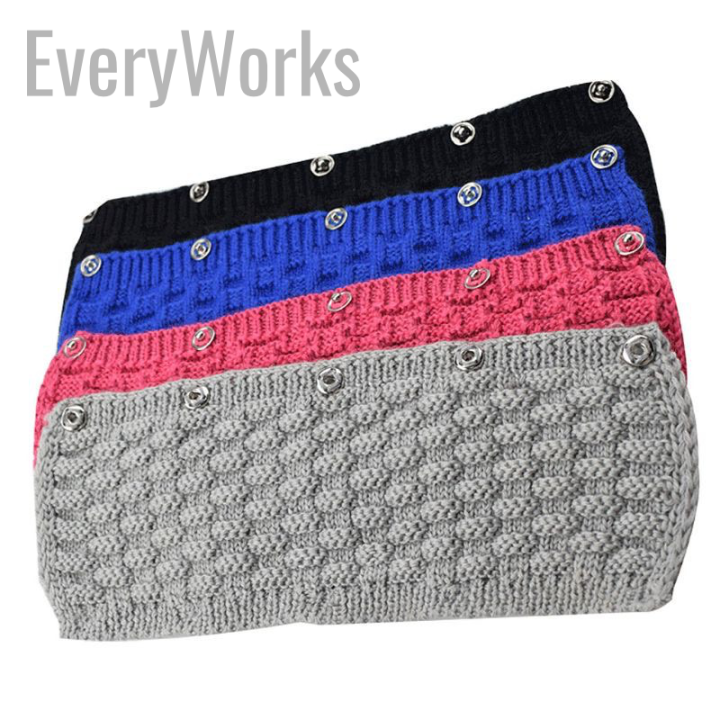 Headband Pad Cushion Yarn Knitted Wool Button Cover for Over Ear ...