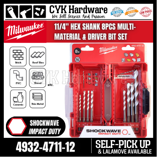 MILWAUKEE MULTI-MATERIAL DRILL BIT SET 8PC 4932-4711-12 MATA DRILL ... MILWAUKEE MULTI-MATERIAL DRILL BIT SET 8PC 4932-4711-12 MATA DRILL ...