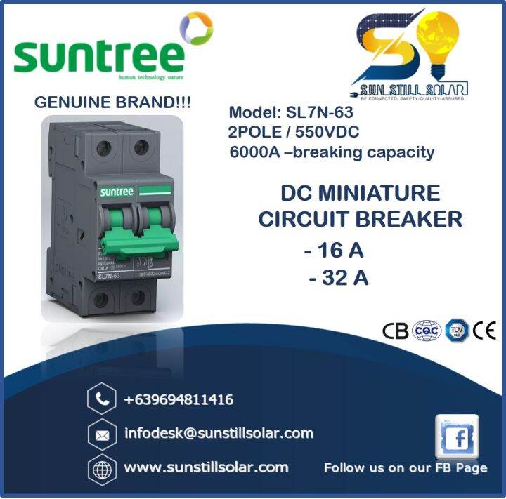 DC MCB / MINIATURE CIRCUIT BREAKER / 2 POLE / 550 VDC / 6kA / 16A and ...