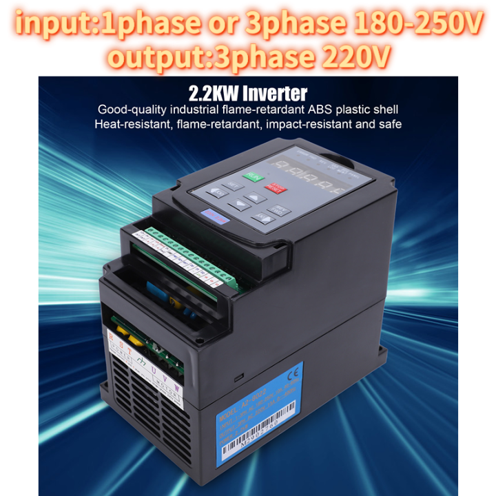 Inverter 2.2KW Speed Control A2‑8022 1‑Phase/3‑Phase Input AC180‑250V 3 ...
