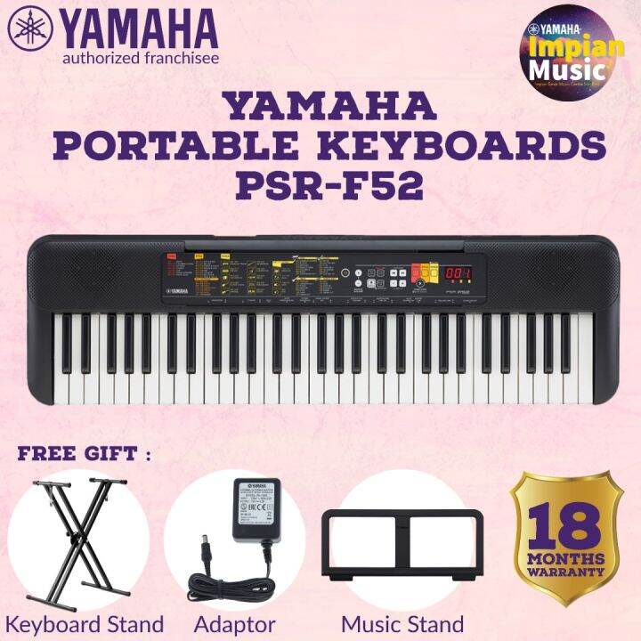 Yamaha 61-Keys Portable Keyboard PSR-F52 with Keyboard Stand (PSR-F52 ...