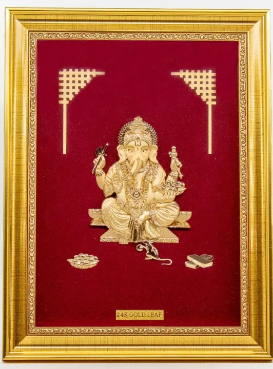 24K GOLD LEAF LORD GANESH IN BEAUTIFUL GIFTING FRAME | Lazada