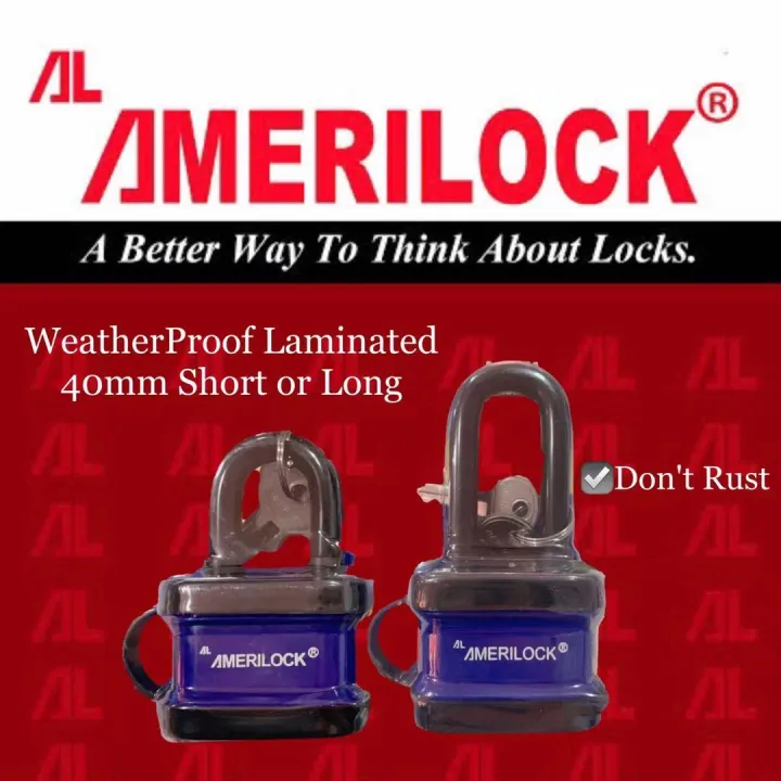Amerilock WeatherProof Laminated Padlock 40mm/40mm LONG with 2 keys (2 ...