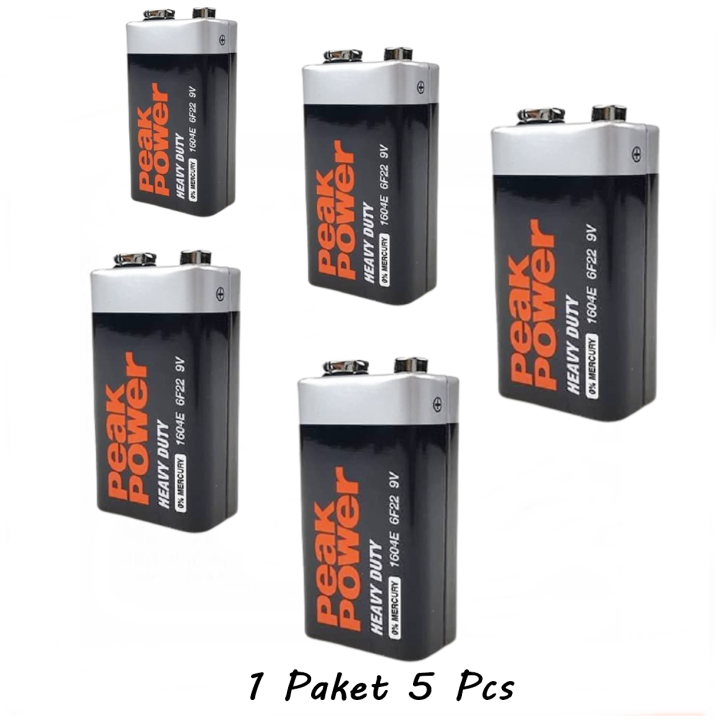 Baterai Battery 9V Peak Power Dry 6F22 1604E Alkaline Battery Arduino 5 ...
