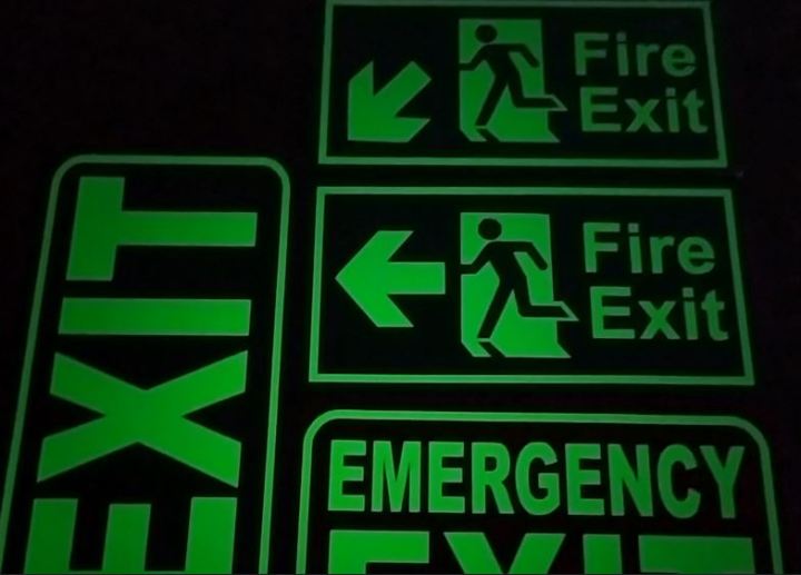 Luminous Fire Exit Sign Large Emergency Exit Glow In The Dark Cut Out