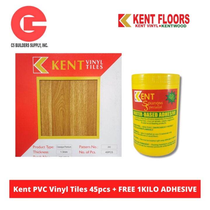 Kent Floors PVC Vinyl Tiles 30x30cm Thickness 1.3mm (45pcs) with 1KILO ...