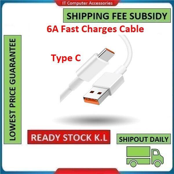 Type C 6A Super Quick Fast Charger USB to Type-C Cable 1M Wire ...
