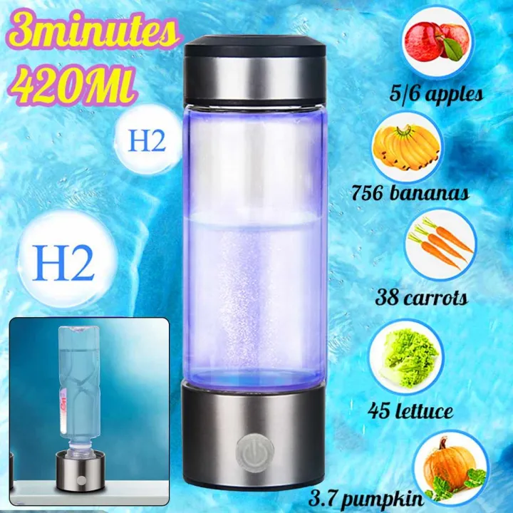 Hydrogen Generator Cup Water Filter 3mins 420ML Alkaline Maker Hydrogen-Rich Water Portable ...
