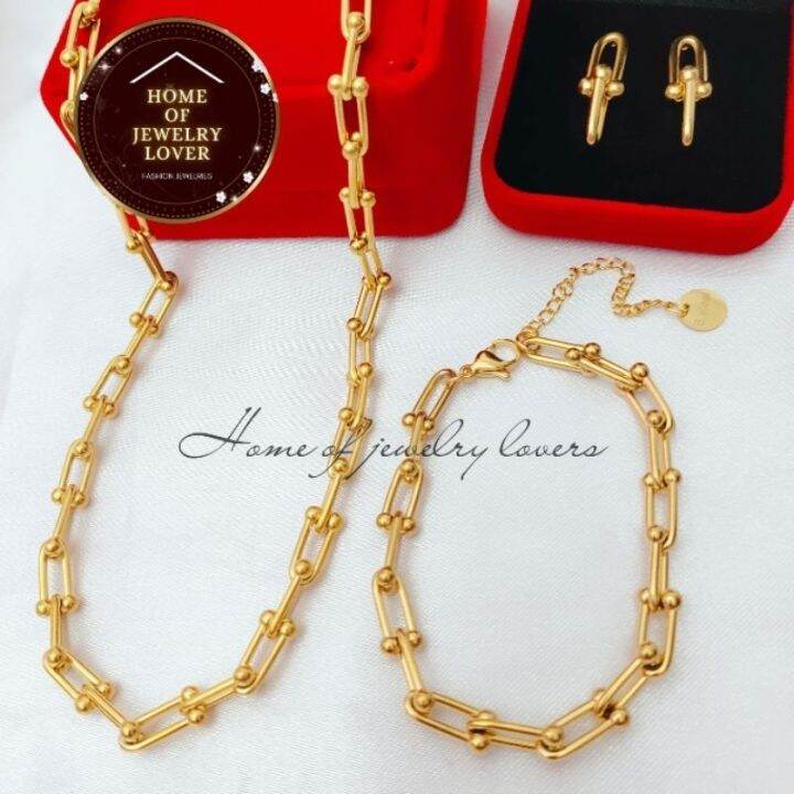 ♠ ☂ Hardware link earrings/bracelet/necklace/set STAINLESS STEEL ...