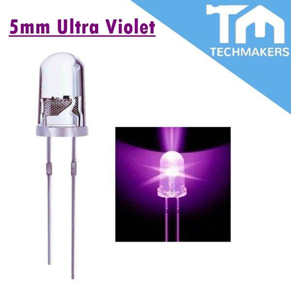 UV LED 5mm (Purple Color) Ultraviolet Emitting Diode Light Lamp Bulb ...