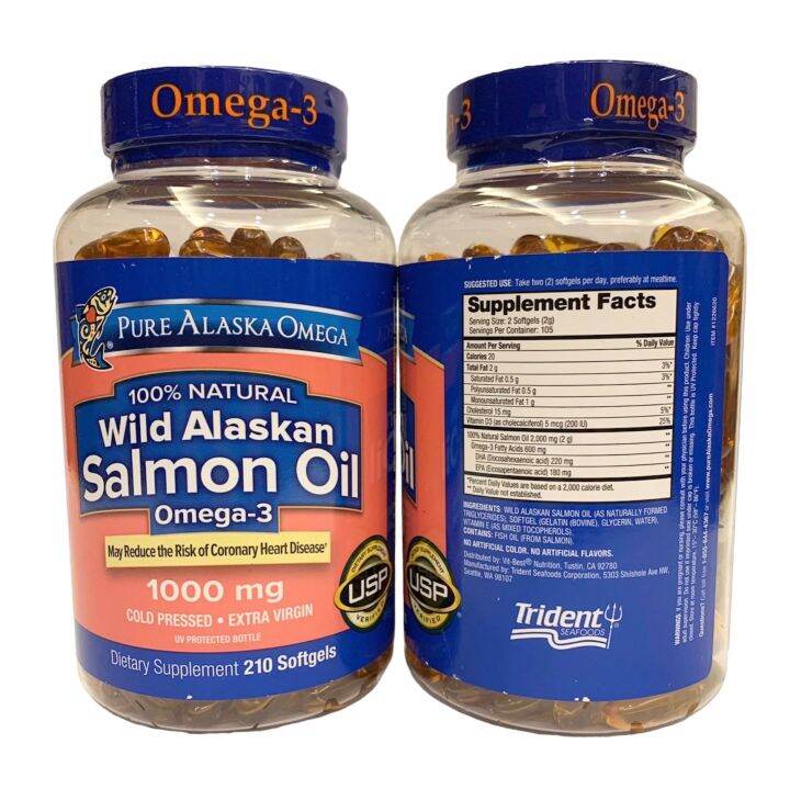 Exp.02/2025🔥🔥Pure Alaska Omega Wild Alaskan Salmon Oil 1000 mg 210 ...
