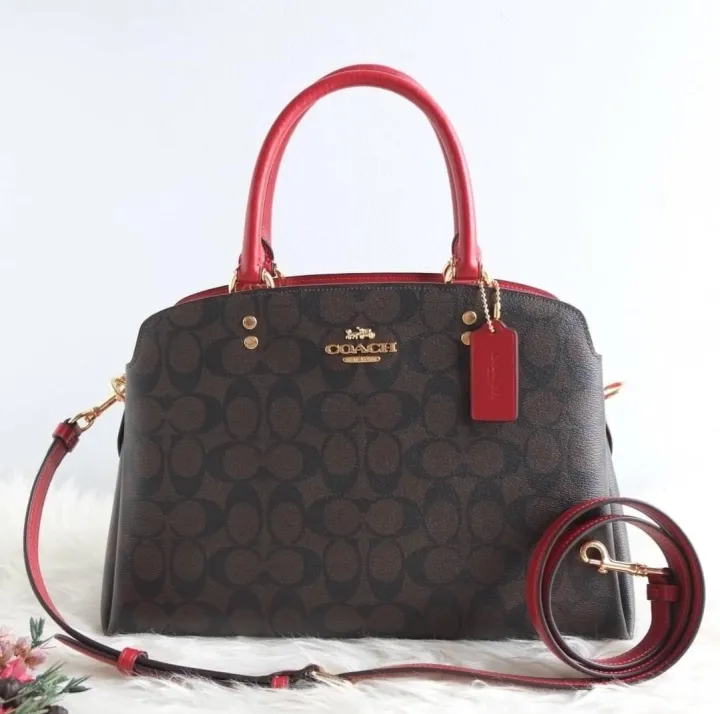 Original Coach 91495 Lillie Carryall In Signature Canvas - Brown Red ...