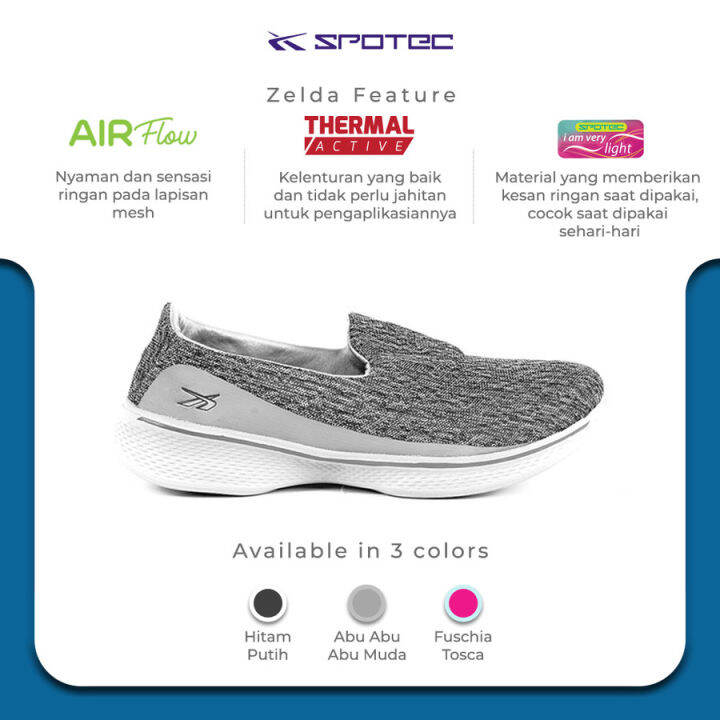 SPOTEC Sepatu Walking Zelda Abu-Abu - Merah Muda | Lazada Indonesia