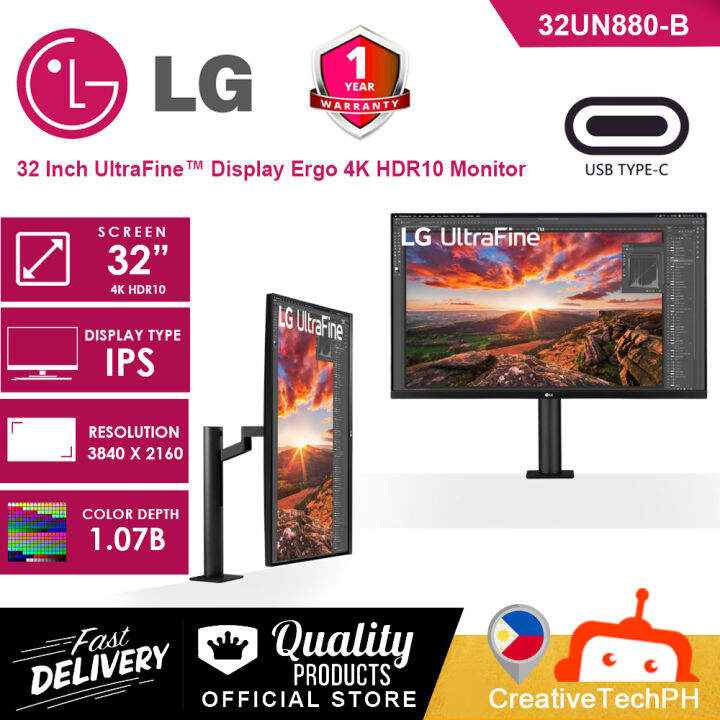 NEW LG 32UN880-B 32 Inch UltraFine™ Display Ergo 4K HDR10 Monitor USB ...