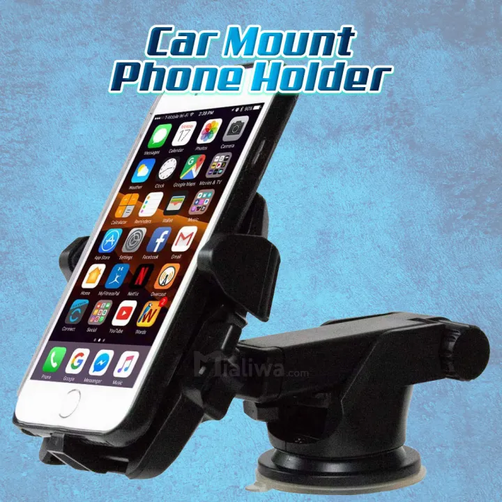 Universal Car Mount Stand Easy Stick 360° Rotation Long Neck One Touch Car Cellphone Holder ...
