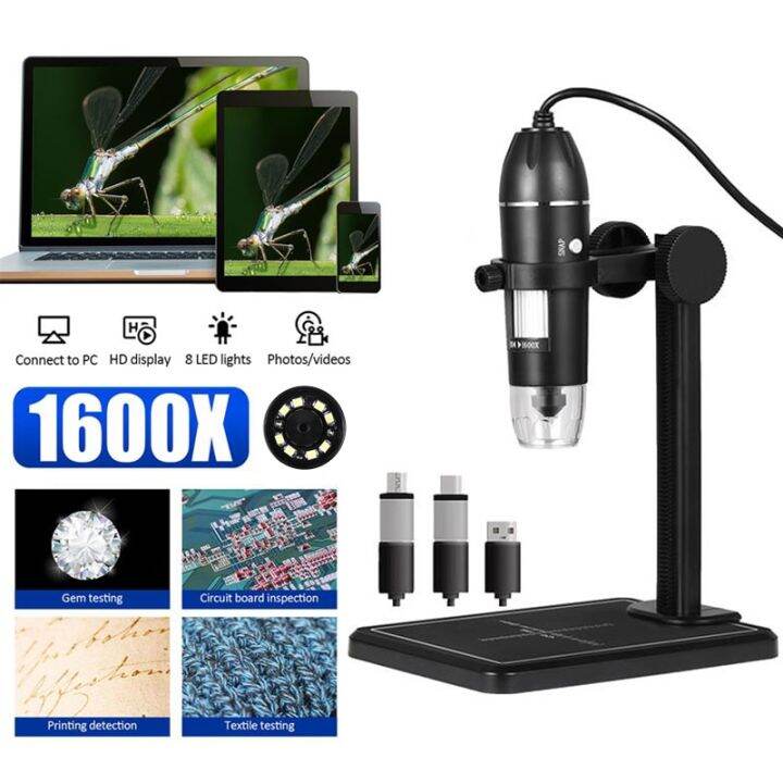 1600X 3 in 1 USB Digital Microscope Portable Electronic Microscope For ...