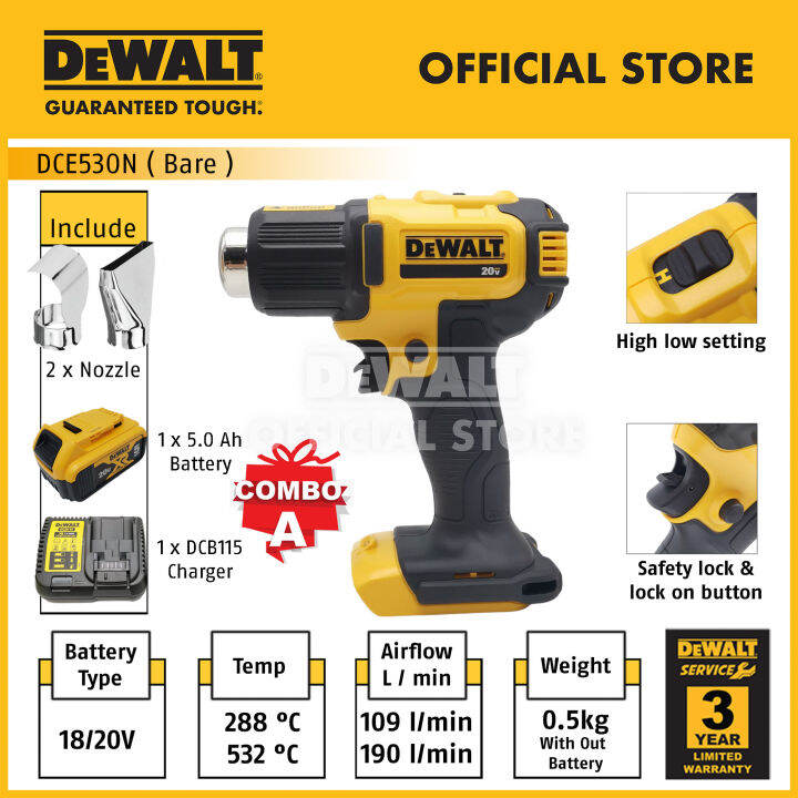 Dewalt DCE530N-KR 18/20V Cordless Heat Gun ( Bare Unit ) ( DCE530N ...