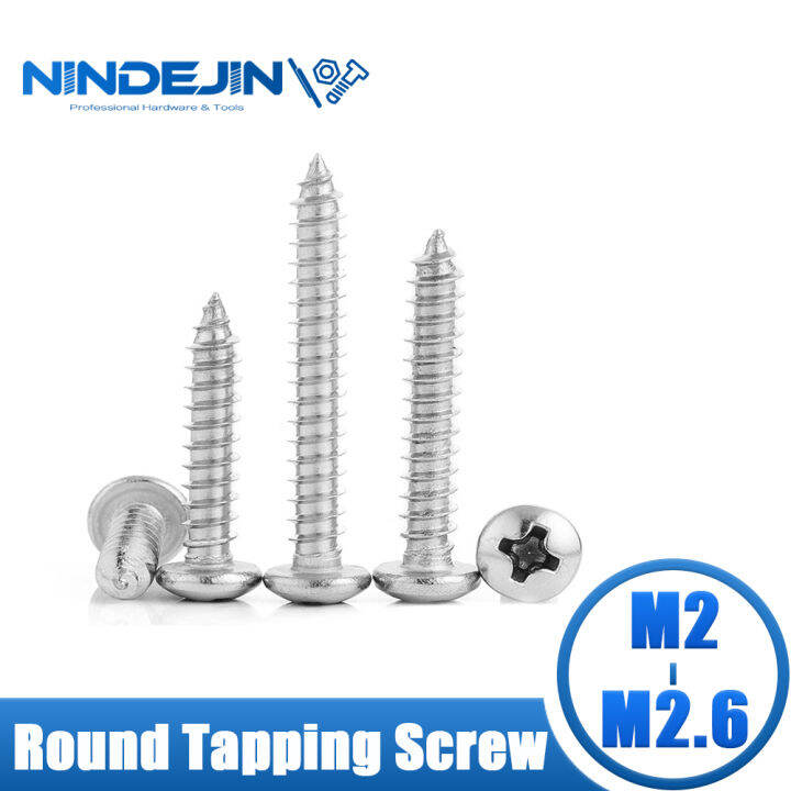 NINDEJIN Cross Recessed Round Head Tapping Screw Stainless Steel Wood Screw 55pcs M2 M2.3 M2.6 ...