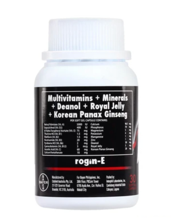 Rogin E Multivitamins + Minerals + Deanol + Royal Jelly + Korean Panax ...