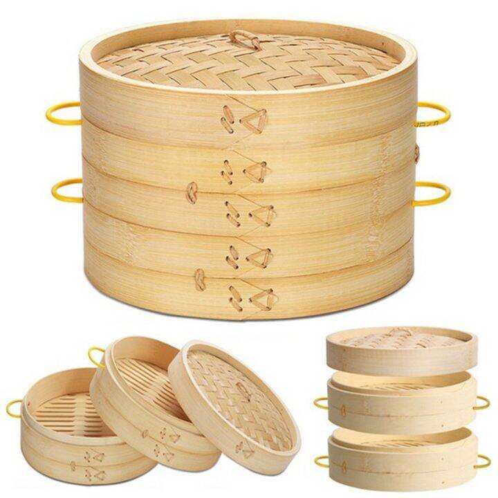BDRGG Wooden Dimsum Cover Fish with Handle Cooking Vegetables Bamboo ...