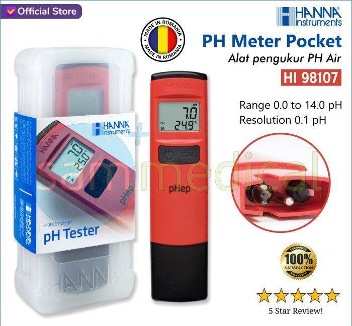 Hanna PH Meter pocket atau Alat Cek PH Air HI 98107 | Lazada Indonesia
