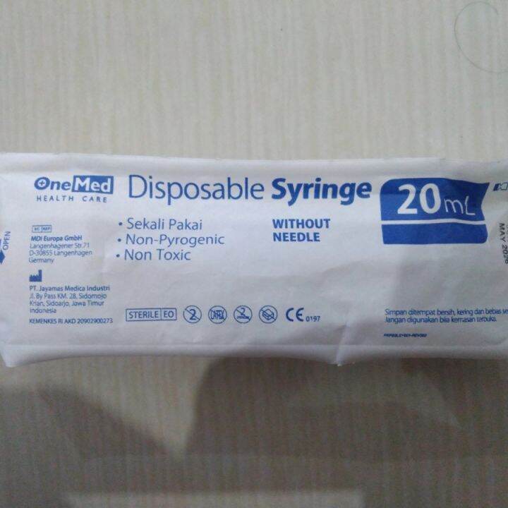 disposable syringe 20ml 20 cc 20cc 20 cc onemed ecer lubang tengah ...