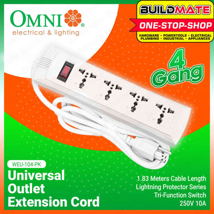 Omni Extension Cord Outlet Set 4 Gang with Switch WEU-104 WEU104 Power ...